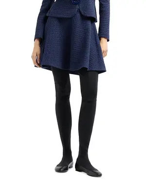 Emporio Armani Waffle Knit Flared Skirt - Midnight Blue