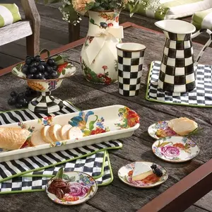 MACKENZIE-CHILDS Courtly Check Practical Pitcher, Medium - Black/white