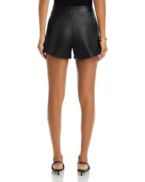 L'Agence Dionne Faux Leather Shorts - Black/gold