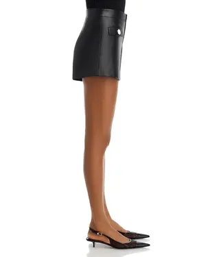 L'Agence Dionne Faux Leather Shorts - Black/gold