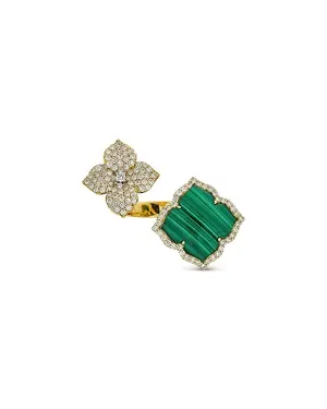 Piranesi 18k Yellow Gold Capri Fiore Ring With Malachite And Diamonds - Green/gold