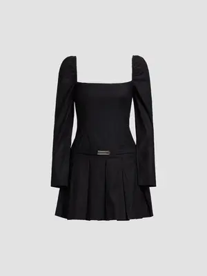 REFORMATION Luella Poplin Square-neck Minidress - Black
