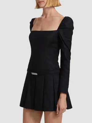 REFORMATION Luella Poplin Square-neck Minidress