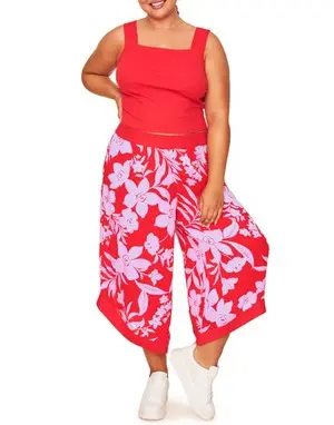 ADORE ME Evi Tank & Pants Set - Floral Red