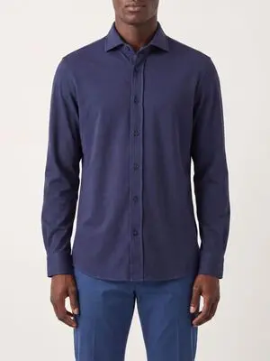 Brunello Cucinelli French Collar Cotton Shirt With Long Sleeves - Blue 1