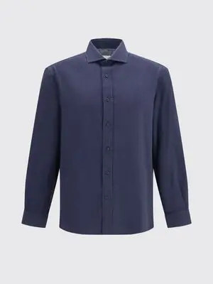 Brunello Cucinelli French Collar Cotton Shirt With Long Sleeves - Blue 1
