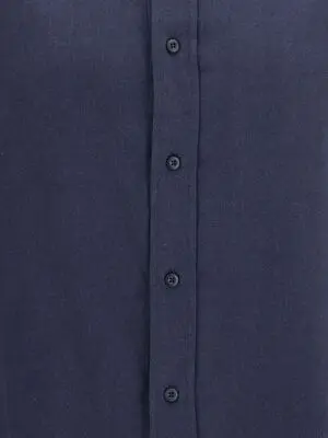 Brunello Cucinelli French Collar Cotton Shirt With Long Sleeves - Blue 1