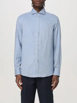 Brunello Cucinelli French Collar Cotton Shirt With Long Sleeves Gnawed Blue