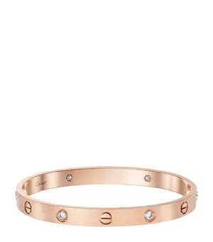 Cartier Brushed And Diamond Love Bangle - Rose Gold