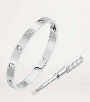 Cartier Brushed Gold And Diamond Love Bangle - White