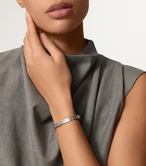 Cartier Brushed Gold And Diamond Love Bangle - White