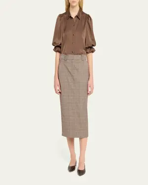 Ramy Brook Clarissa Plaid Midi Skirt