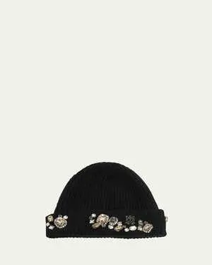 Amiri Chunky Crystal Beanie Hat - Black