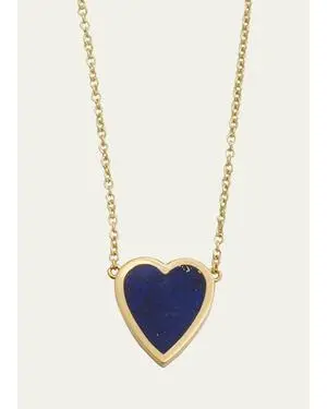 JENNIFER MEYER 18k Mini Inlay Heart Necklace - Lapis