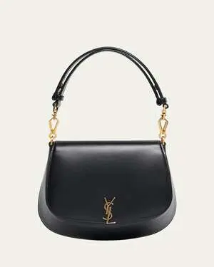 Saint Laurent Voltaire Top-handle Bag In Smooth Leather - Nero