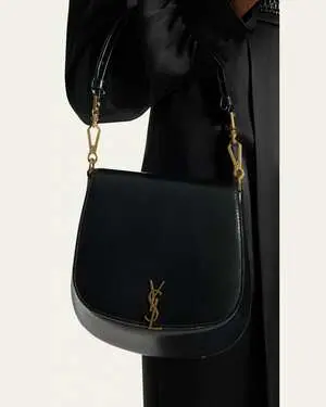 Saint Laurent Voltaire Top-handle Bag In Smooth Leather - Nero