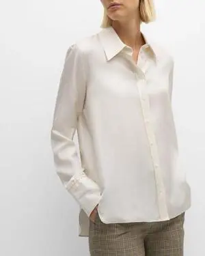 ARGENT Button-down Silk Twill Blouse