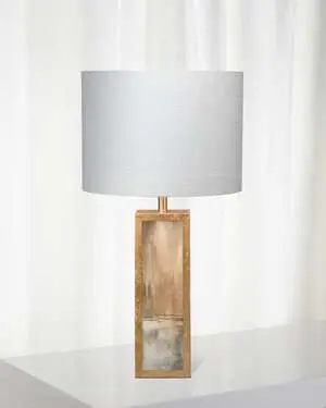 JAMIE YOUNG CO. Cloudscape Table Lamp - TAUPE AND SLATE LACQUER W/ ANTIQUE GOLD LEAFED METAL
