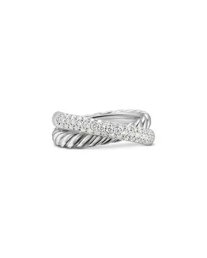 David Yurman Sterling And Diamond Crossover Ring - Silver