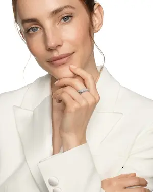 David Yurman Sterling And Diamond Crossover Ring