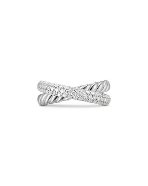 David Yurman Sterling And Diamond Crossover Ring