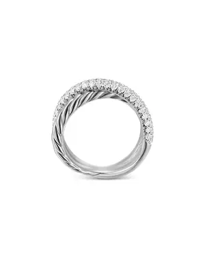 David Yurman Sterling And Diamond Crossover Ring