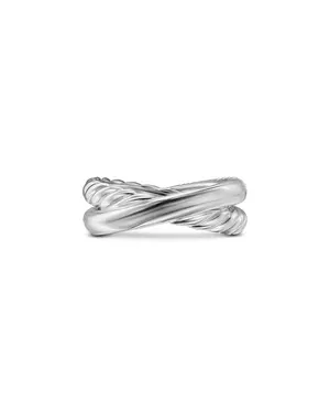 David Yurman Sterling And Diamond Crossover Ring