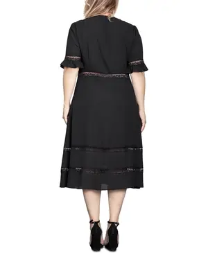 STANDARDS & PRACTICES Button Front Midi Dress - Black