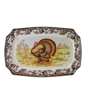 SPODE Woodland Turkey Rectangular Platter - Brown
