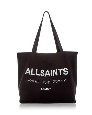 ALLSAINTS Underground Logo Tote - Black/ Charcoal