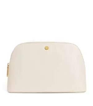 Harrods Large Pebbled Leather Cosmetics Bag - Ivory