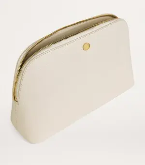 Harrods Large Pebbled Leather Cosmetics Bag - Ivory
