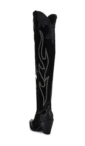 Free People Wild West Thigh High Boots - Black Suede