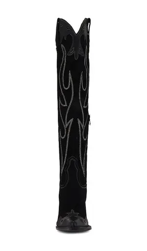 Free People Wild West Thigh High Boots - Black Suede