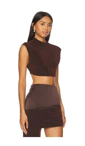KHANUMS Backless Cropped Tee - Brown