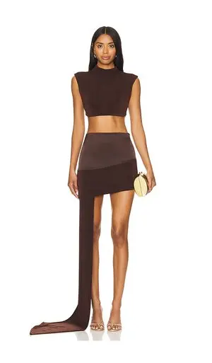 KHANUMS Backless Cropped Tee - Brown