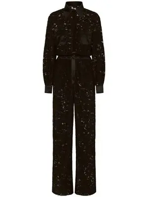 Dolce & Gabbana Lace Long Sleeve Jumpsuit - Black