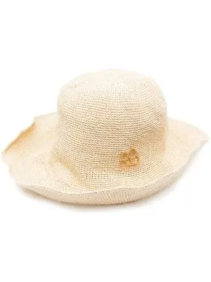 Ruslan Baginskiy Embroidered Logo Straw Sun Hat - Beige