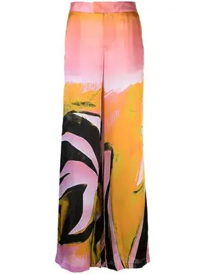 LOUISA BALLOU Printed Wide Leg Trousers - Yellow