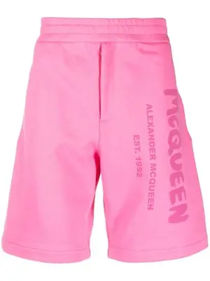 Alexander McQueen Logo Cotton Shorts - Pink