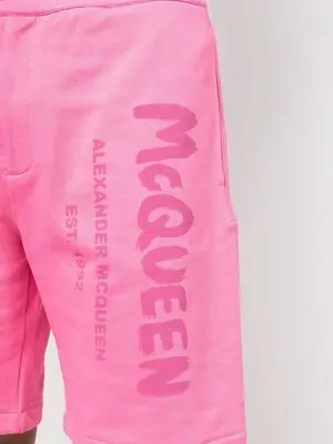 Alexander McQueen Logo Cotton Shorts - Pink
