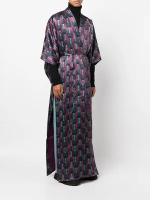 Ozwald Boateng Printed Silk Kimono Dress - Multicolour