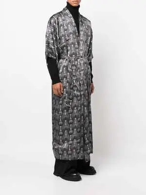 Ozwald Boateng Printed Silk Long Kimono - Grey