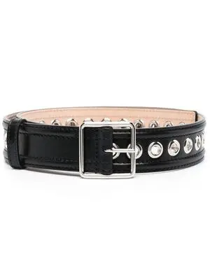 Alexander McQueen Eyelet-detail Leather Belt - Black