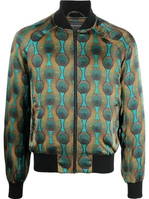 Ozwald Boateng Printed Silk Bomber Jacket