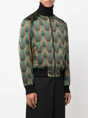 Ozwald Boateng Printed Silk Bomber Jacket
