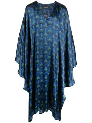 Ozwald Boateng Printed Silk Kaftan - Blue