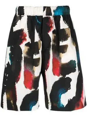 Alexander McQueen Logo-print Straight-leg Shorts - Multicolour