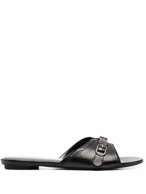 Balenciaga Le Cagole Flat Sandals - Black