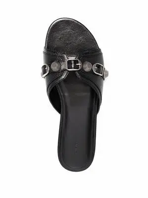 Balenciaga Le Cagole Flat Sandals - Black